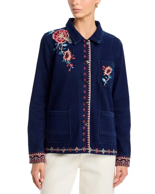 Johnny Was Nadia Collared Cotton Worker Jacket