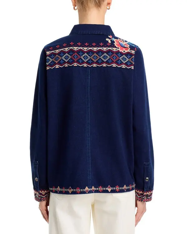 Johnny Was Nadia Collared Cotton Worker Jacket