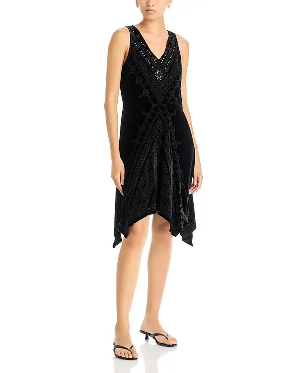 Johnny Was Velvet Embroidered Swing Dress