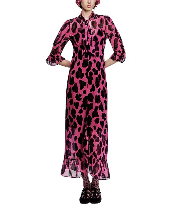 Anna Sui Jewel Jaguar Chiffon Maxi Dress - Ruby