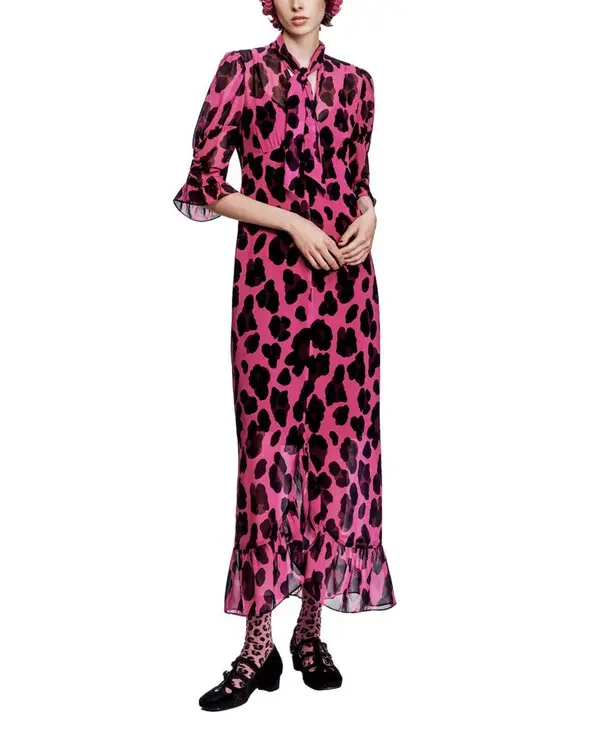 Anna Sui Jewel Jaguar Chiffon Maxi Dress