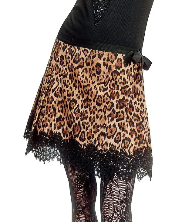 Anna Sui Leopard Denim Kilt - Honey Multi
