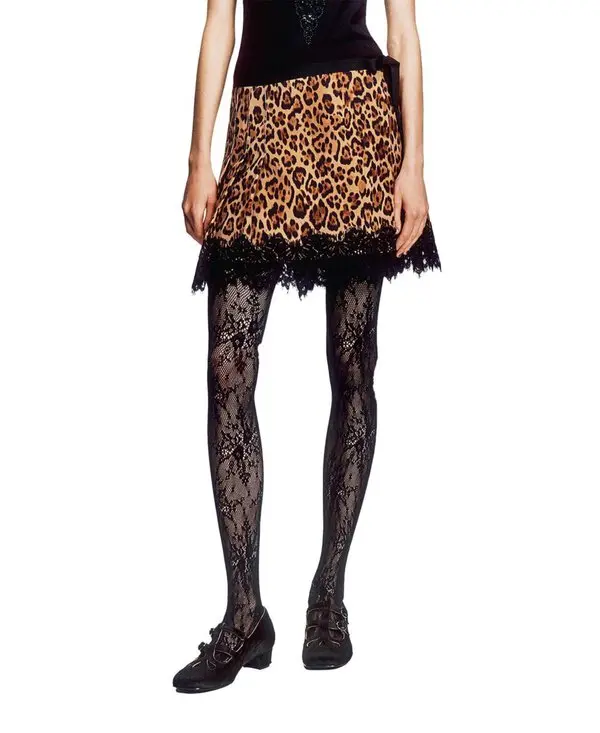 Anna Sui Leopard Denim Kilt