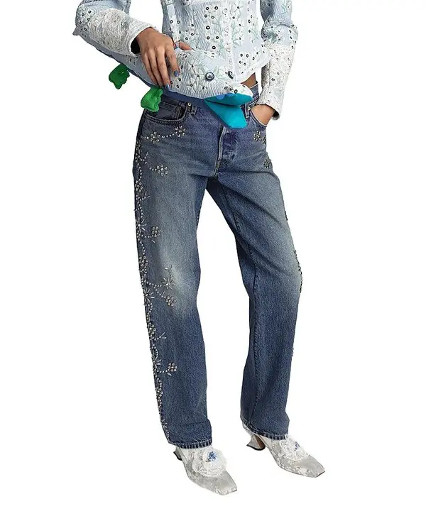 Anna Sui Stone Wash Studded Jeans
