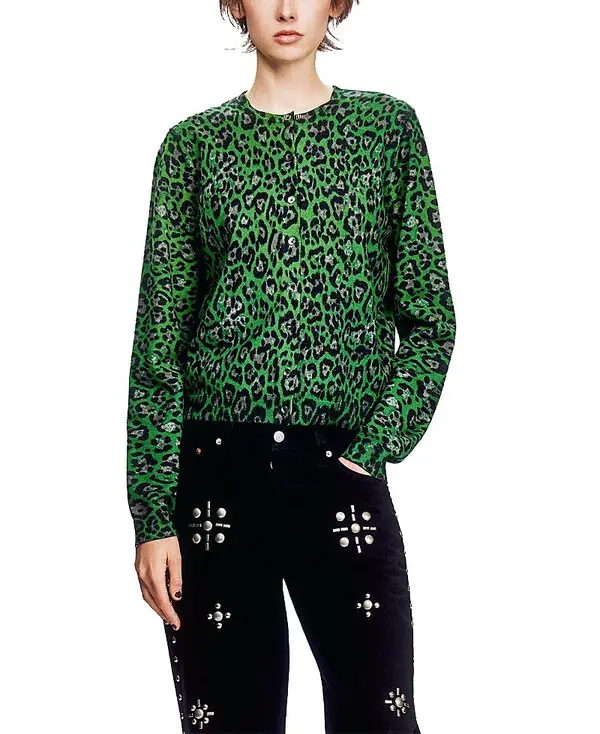 Anna Sui Jaguar Print Knit Cardigan