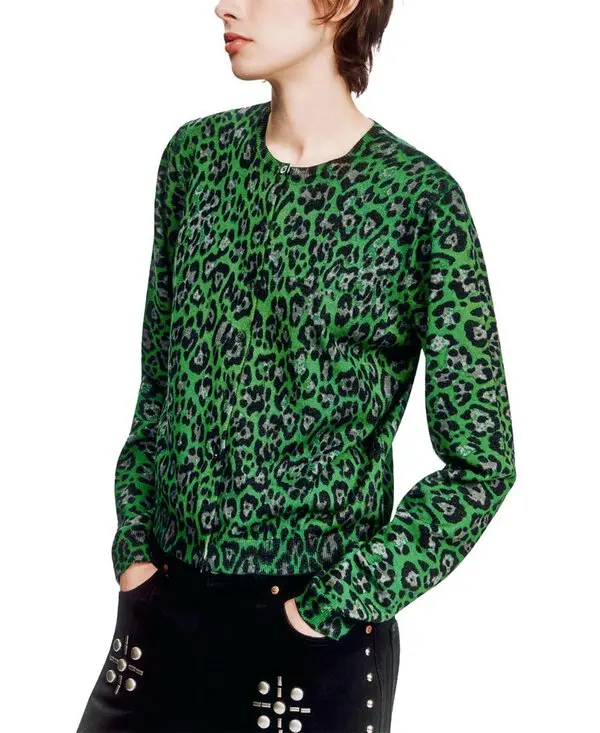 Anna Sui Jaguar Print Knit Cardigan