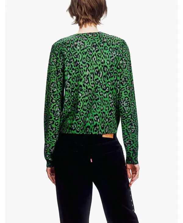 Anna Sui Jaguar Print Knit Cardigan
