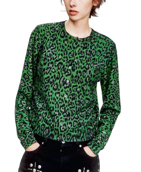 Anna Sui Jaguar Print Knit Cardigan