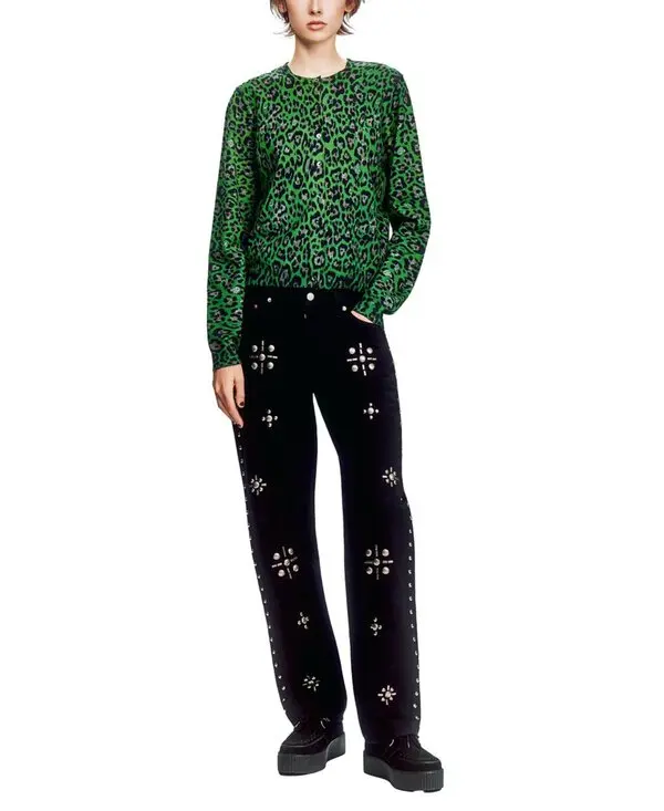 Anna Sui Jaguar Print Knit Cardigan