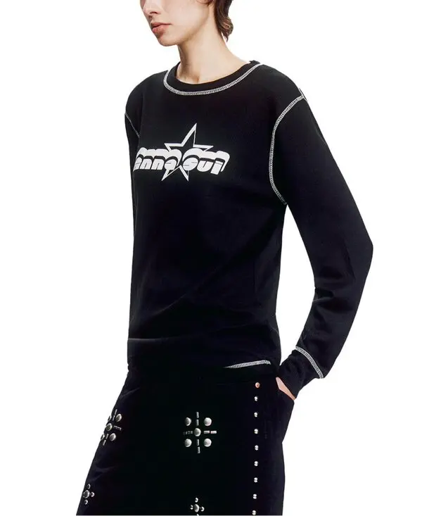 Anna Sui Logo Tees Thermal T-shirt - Black