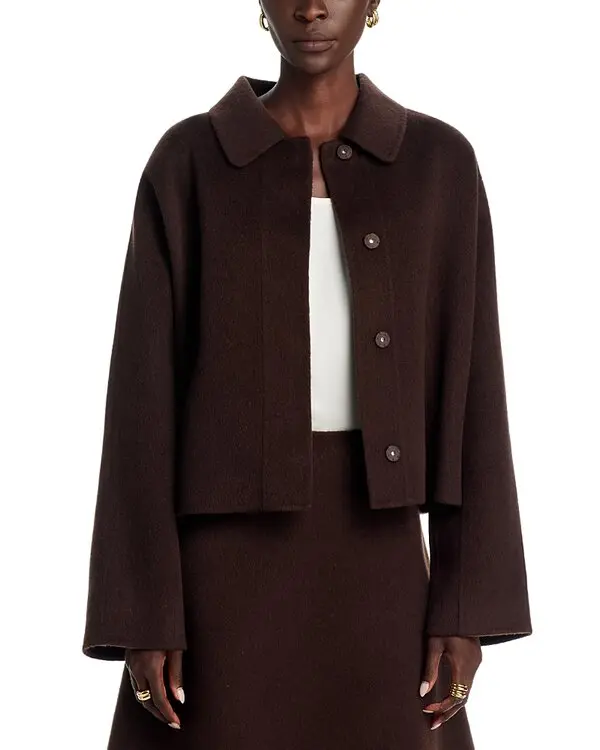 Hugo Boss Cafeta Collared Wool And Lyocell Coat - Mole