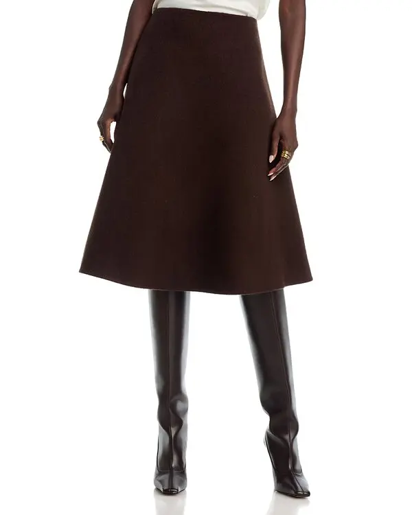 Hugo Boss Vukina Wool And Lyocell A Line Skirt - Mole