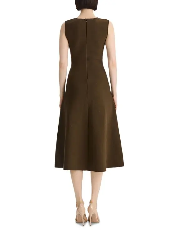 Oscar De La Renta Floral Knit Jacquard Midi Dress