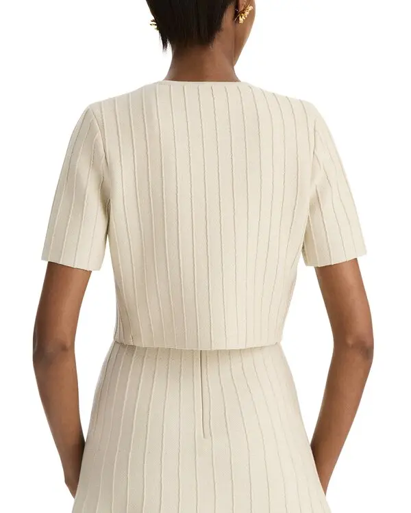 Oscar De La Renta Ottoman Sparkle Knit Cropped Jacket
