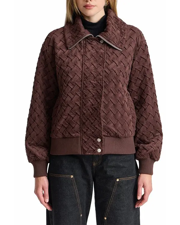 Avec Les Filles Faux Suede Down Bomber Jacket