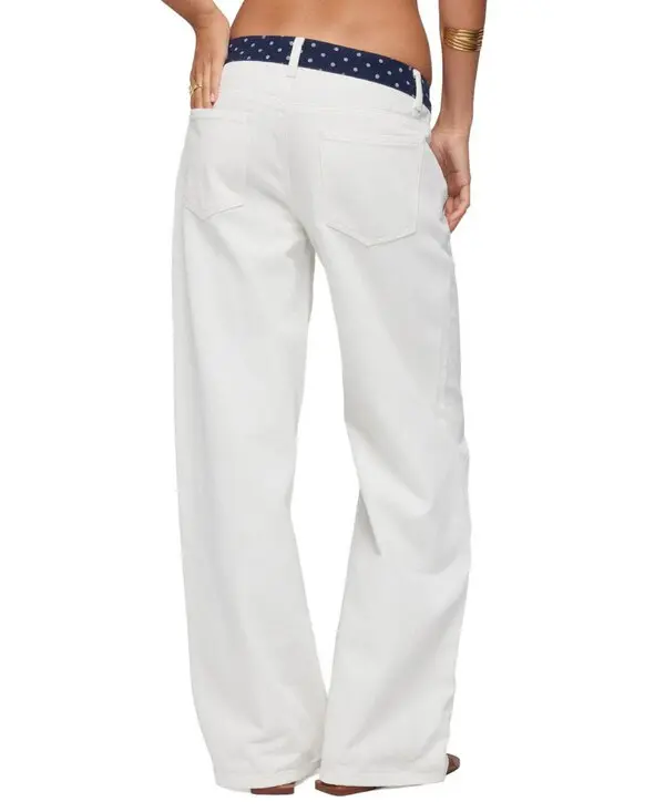 EDIKTED Polka Dot Waistband Low Rise Baggy Jeans