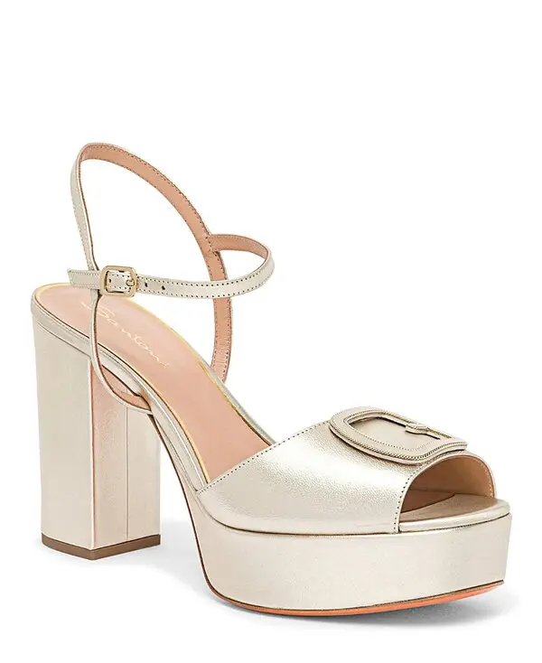Santoni Laminated Leather High-heel Sandal - Gold