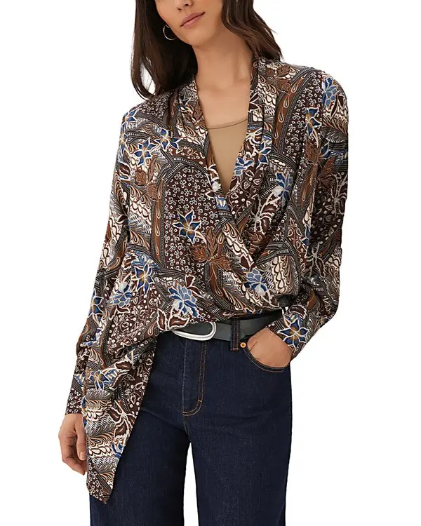 Karen Kane Layered Hem Faux Wrap Top