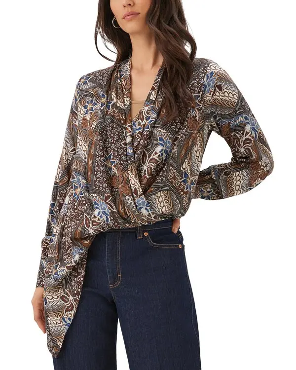Karen Kane Layered Hem Faux Wrap Top