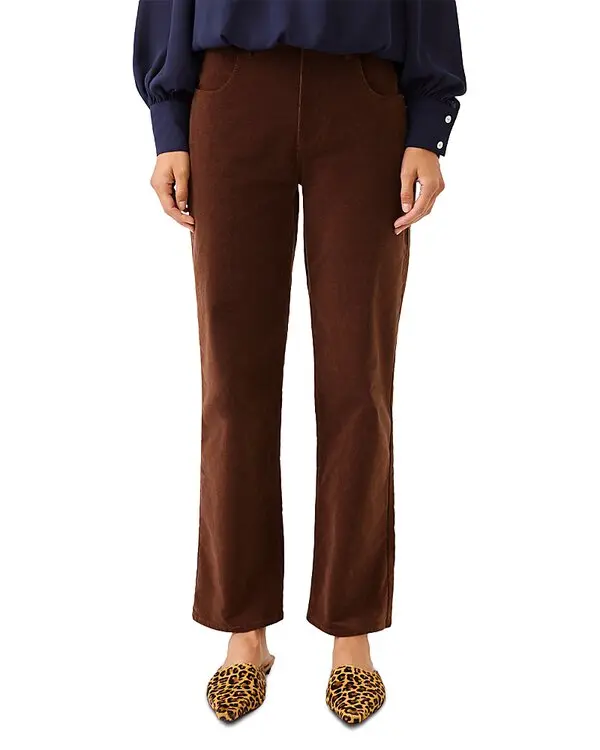 Karen Kane Stretch Cotton Corduroy Straight Pants - Chocolate