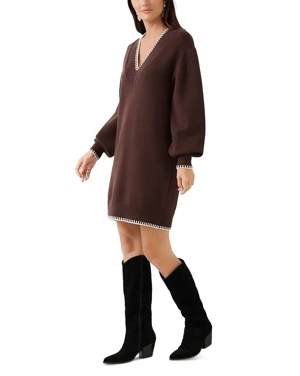 Karen Kane Varsity V Neck Sweater Dress