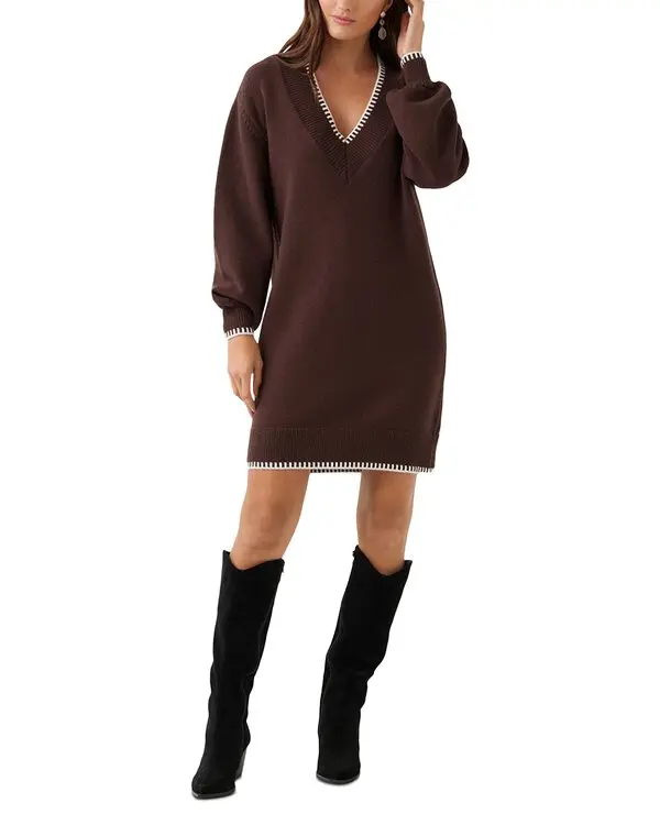 Karen Kane Varsity V Neck Sweater Dress