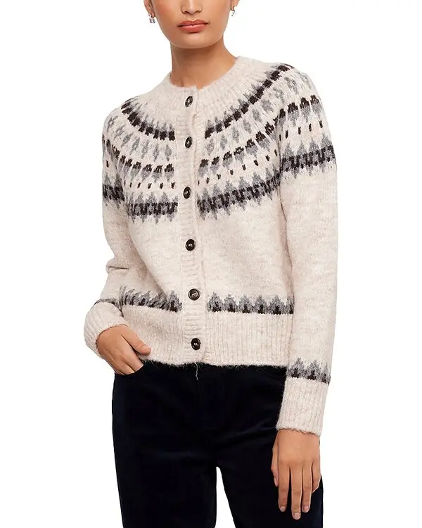 Karen Kane Jacquard Fair Isle Cardigan - Oat