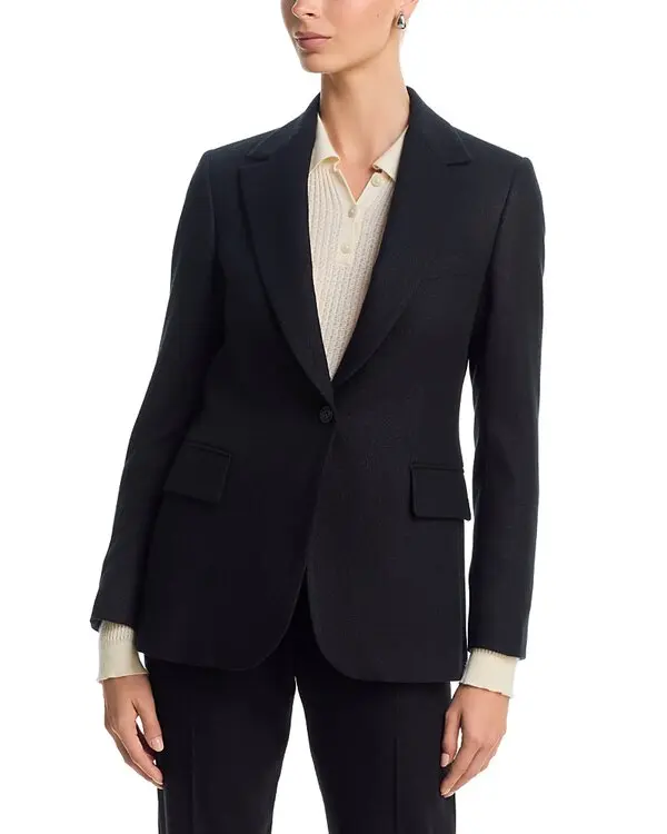 Eleventy Wool & Cashmere Single Breasted Blazer - Black