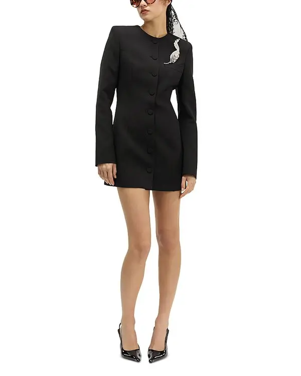 Giuseppe Di Morabito Wool Long Sleeve Mini Dress - Black