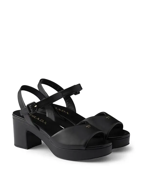 Prada Padded Nappa Leather Sandals - Black