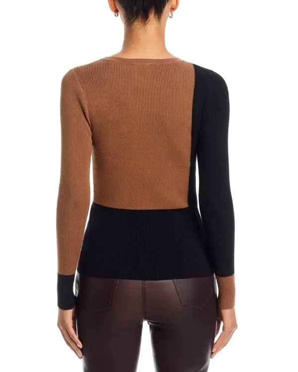 T Tahari Color Blocked Crewneck Sweater
