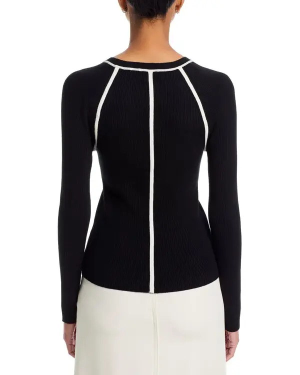 T Tahari Crewneck Raglan Rib Knit Sweater