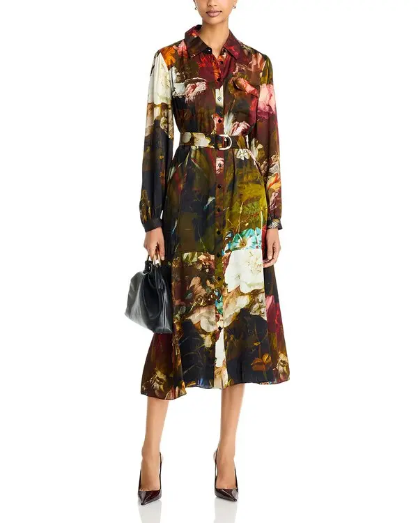 Elie Tahari The Mika Silk-blend Belted Dress