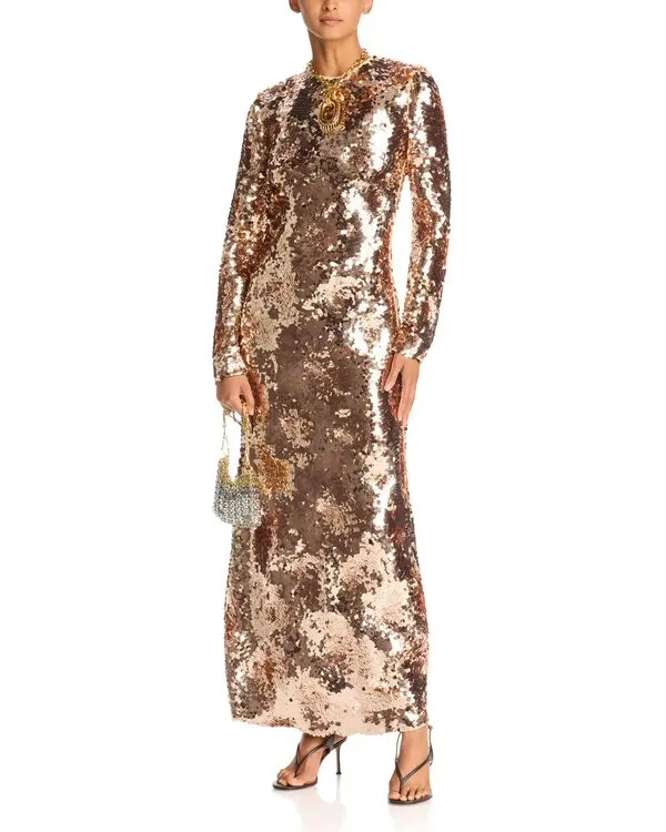 Rabanne Sequin Long Sleeve Dress