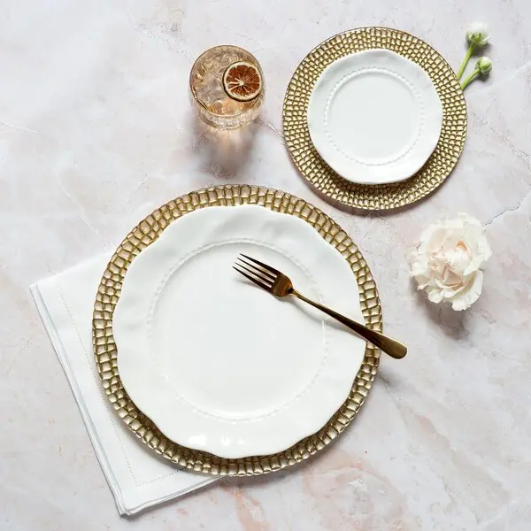 VIETRI Pelli Glass Ivory Charger Plate