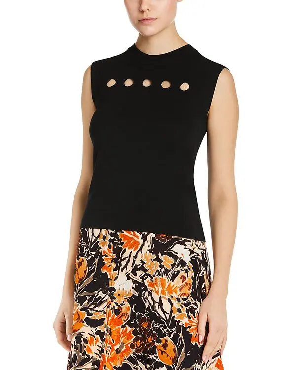 Marni Cotton Crewneck Cutout Top - Black