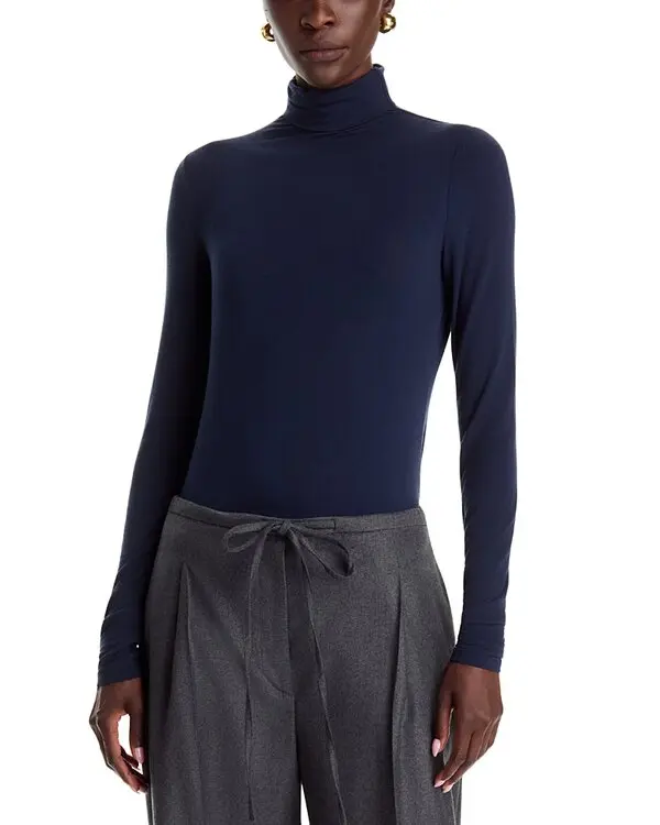 Lafayette 148 New York Elongated Fitted Turtleneck Top - Ink