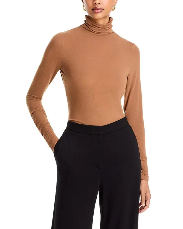 Lafayette 148 New York Fitted Turtleneck Top - Vicuna