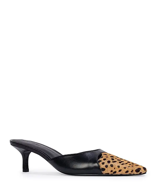 BLACK SUEDE STUDIO Snip Toe Leather Mules - Black Leather