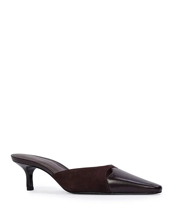 BLACK SUEDE STUDIO Snip Toe Leather Mules - Hot Fudge