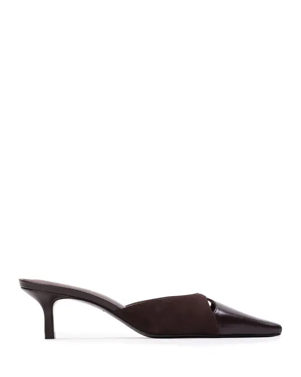 BLACK SUEDE STUDIO Snip Toe Leather Mules - Hot Fudge