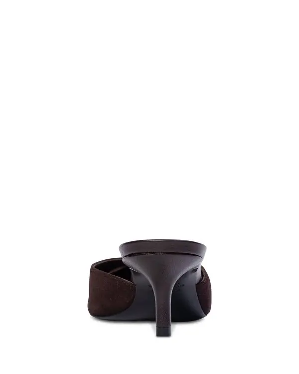 BLACK SUEDE STUDIO Snip Toe Leather Mules - Hot Fudge