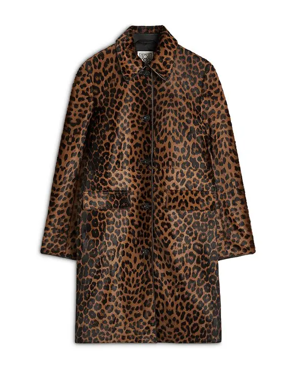 TOTEME Leather Textured Coat - Leopard