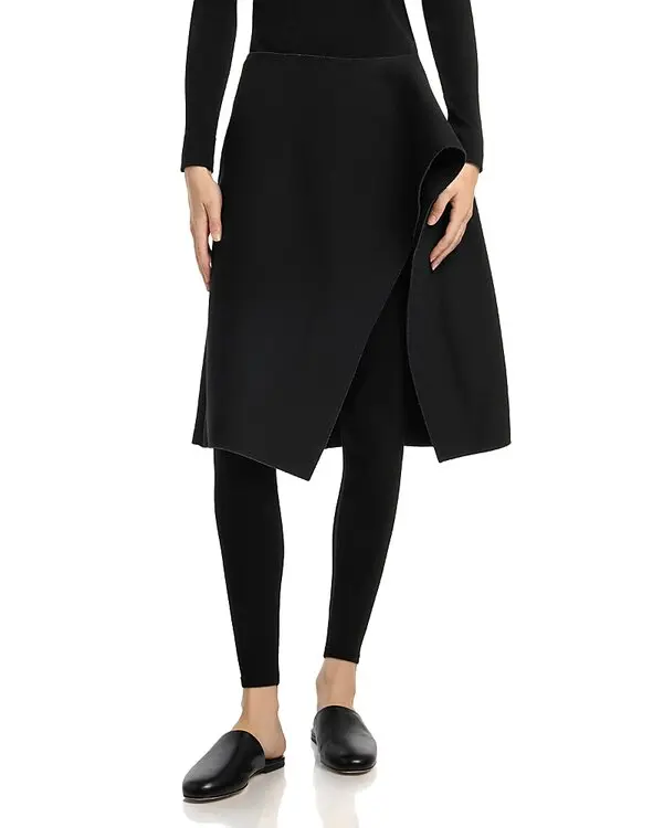 TOTEME Scuba Slit Front Raw Edge Hem Skirt - Black