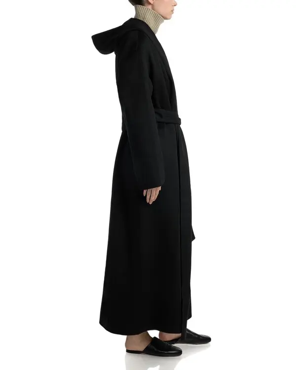 TOTEME Wool Hooded Belted Long Coat