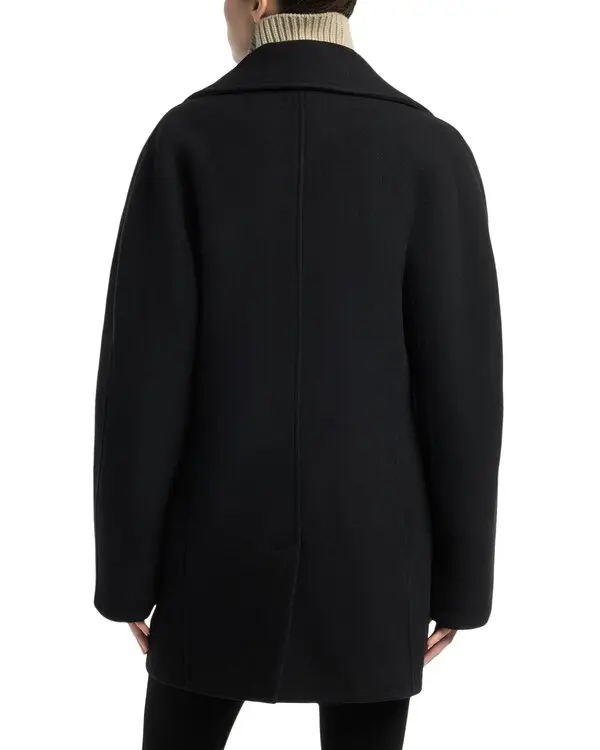 TOTEME Wool Blend Rounded Double Breasted Peacoat