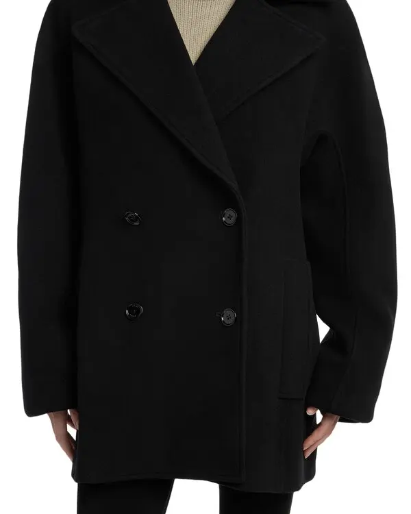 TOTEME Wool Blend Rounded Double Breasted Peacoat