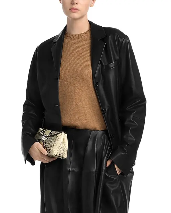 TOTEME Short Leather Blazer - Black
