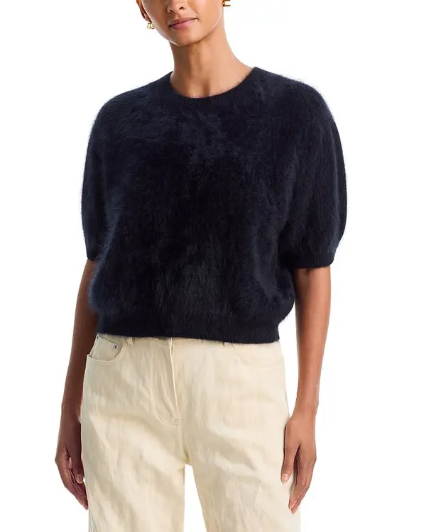 LISA YANG Juniper Cashmere Round Neck Sweater - Black Brushed