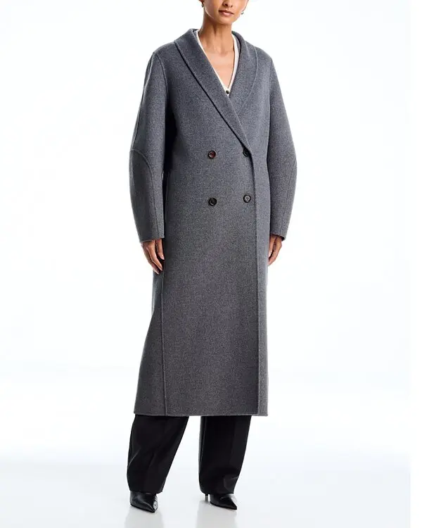 LISA YANG Double Shawl Wool & Cashmere Coat - Mid Grey